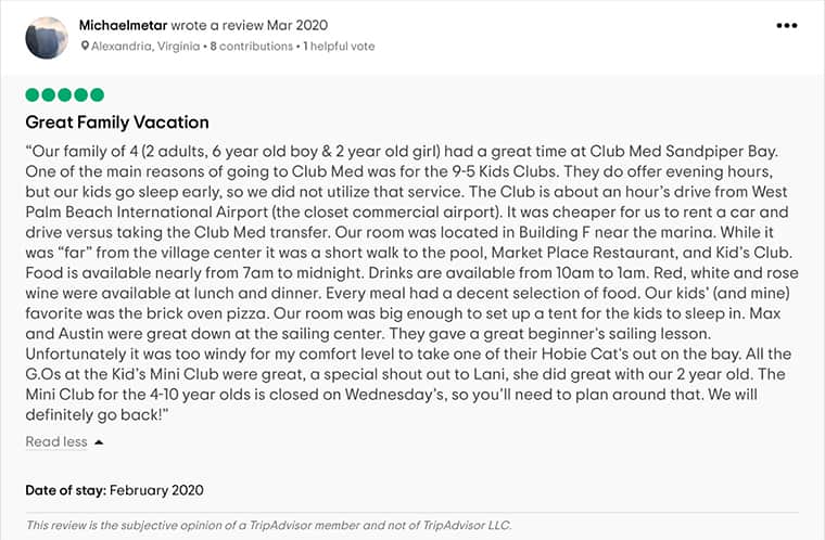 Club Med Sandpiper Bay Customer Review 1