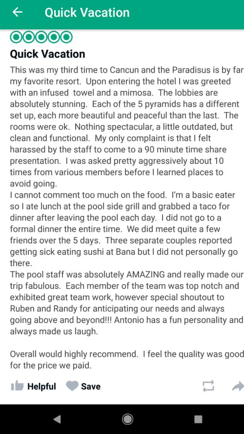 Paradisus Cancun Customer Review 2