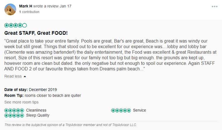 Dreams Palm Beach Customer Review