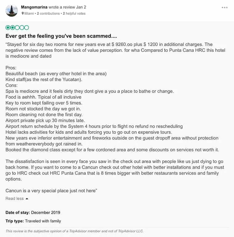 Hard Rock Cancun Customer Review