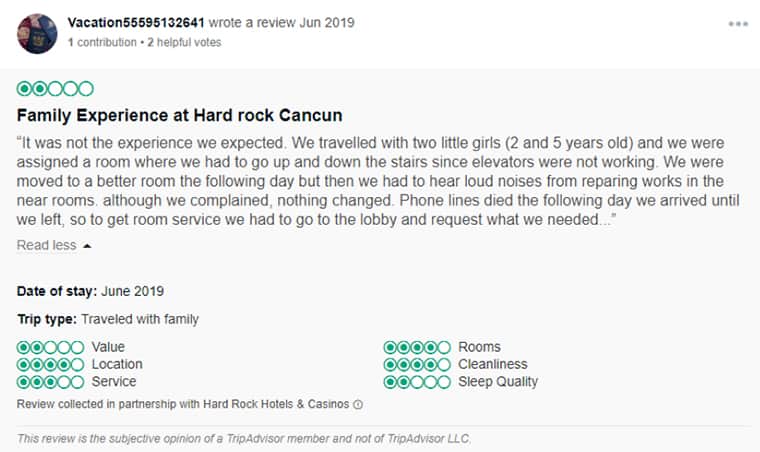 Hard Rock Cancun Customer Review