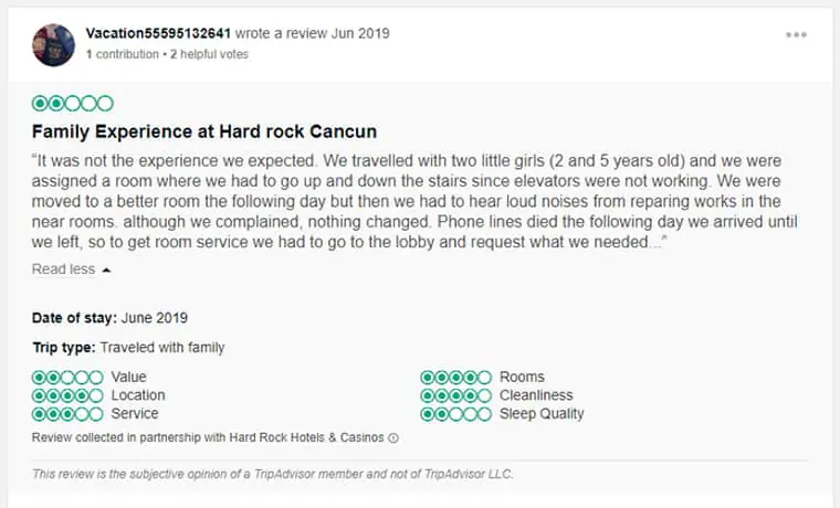 Hard Rock Cancun Customer Review 3