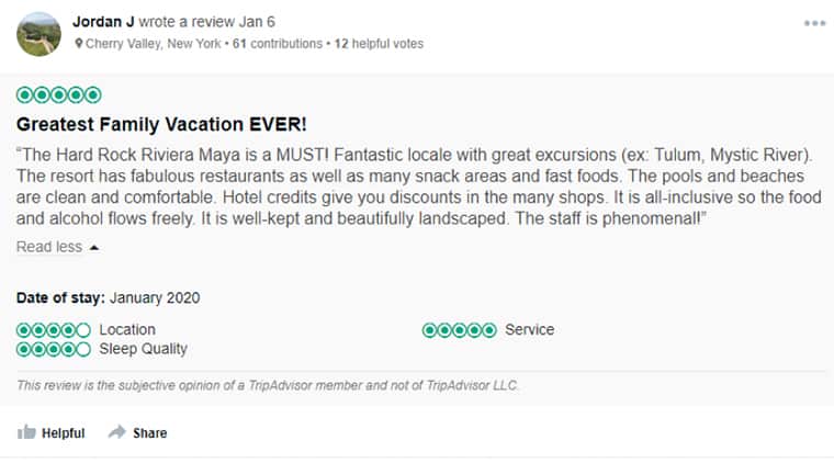 Hard Rock Riviera Maya Customer Review