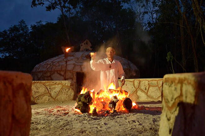 Mayan Temazcal Purification Ceremony at Night
