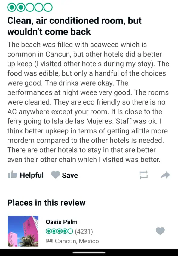 Oasis Palm Cancun Customer Review 1