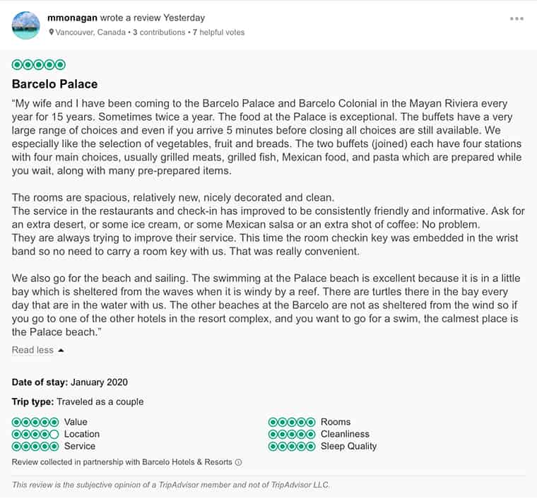 Barcelo Maya Palace Customer Review 3