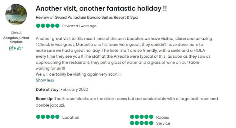 Grand Palladium Bavaro Suites Resort & Spa Customer Review 1