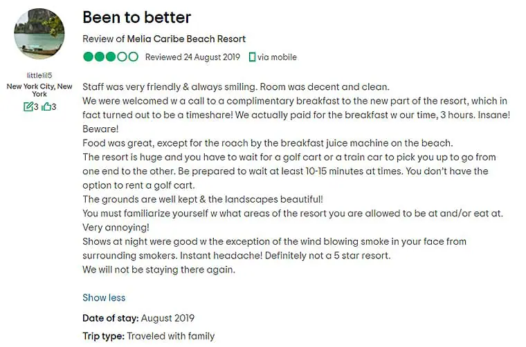 Melia Caribe Punta Cana Customer Review 3