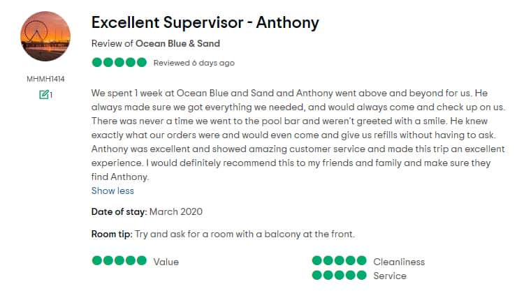 Ocean Blue and Sand Beach Resort Customer Review 2
