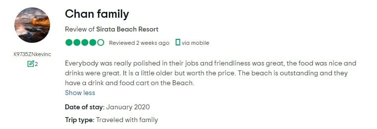 Sirata Beach Resort Customer Review 1
