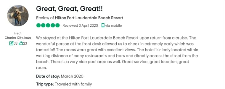 Hilton Fort Lauderdale Beach Resort Customer Review 1