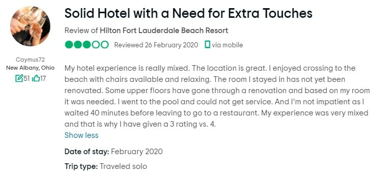 Hilton Fort Lauderdale Beach Resort Customer Review 3