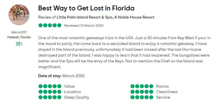 Little Palm Island Resort Customer Review 1