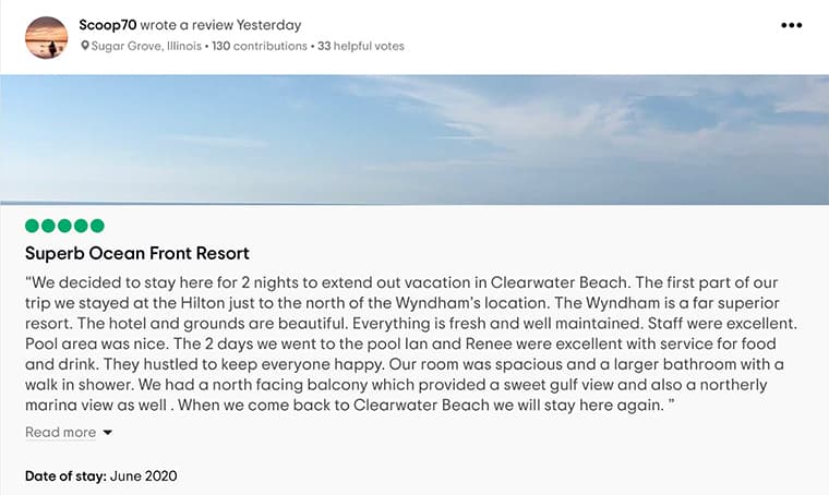 Wyndham Grand Clearwater Beach Customer Review 2