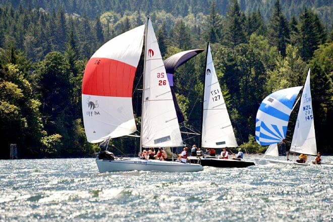 Yacht Sailing at the Columbia River Gorge