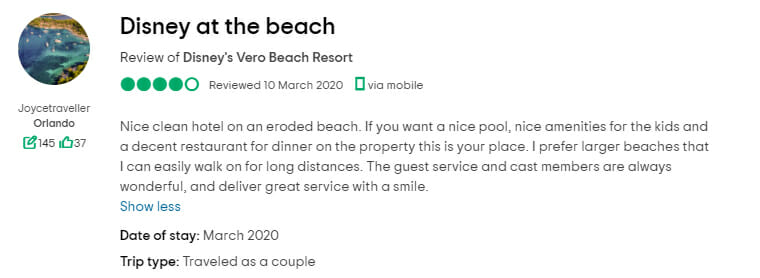 Disney Vero Beach Customer Review 1
