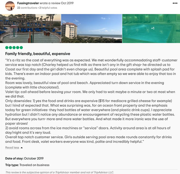 Ritz Carlton Amelia Island Customer Review 3