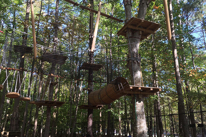 ziplining and climbing at the adventure park