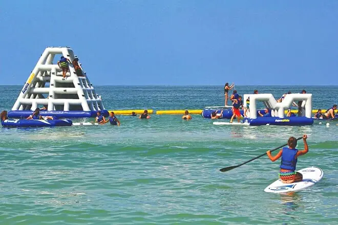 floating water park at tradewinds island resorts