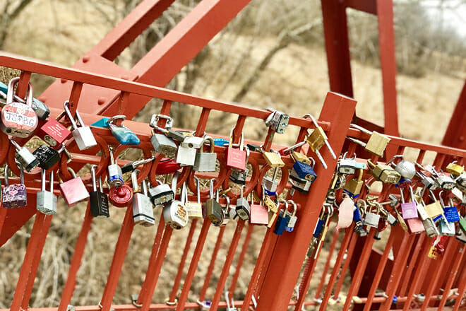 The Old Red Bridge - Love Locks