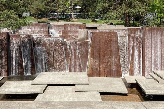 urban waterfall at ira keller forecourt fountain park