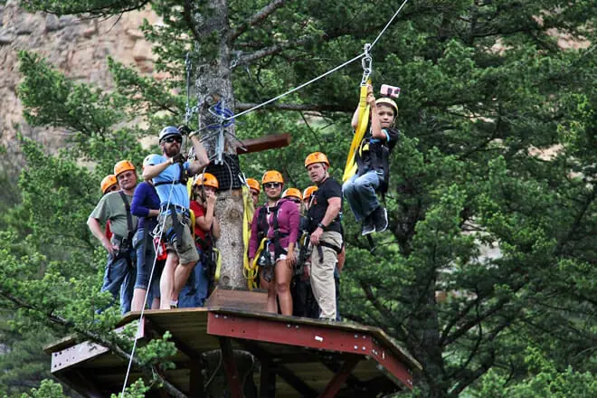 Ziplining across Gallatin River