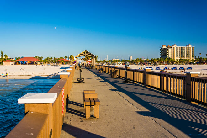 the fishing pier in clearwater beach, florida.