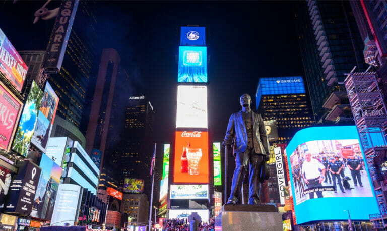 is times square friendly travel photo