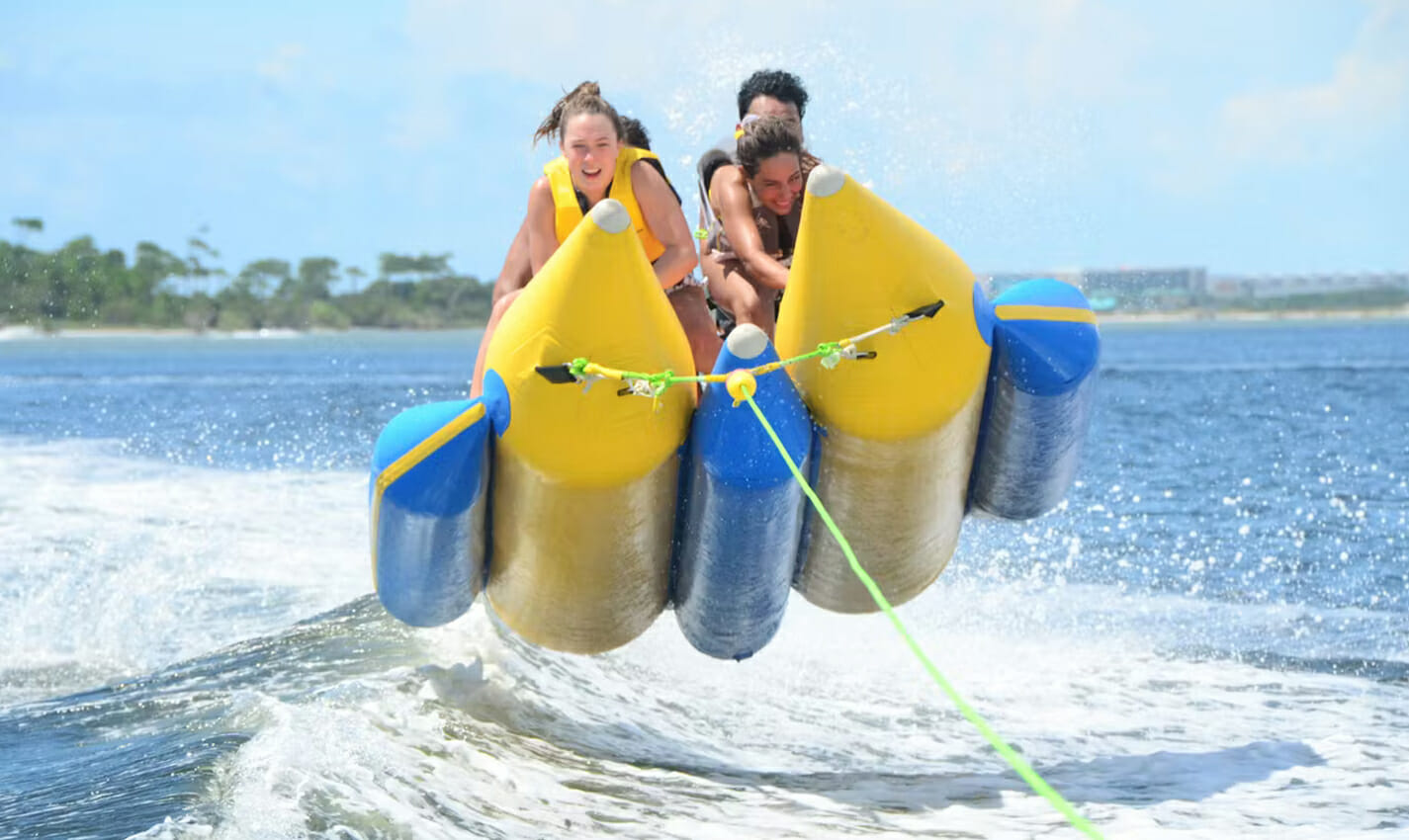 banana boat with mobile sports travel photo