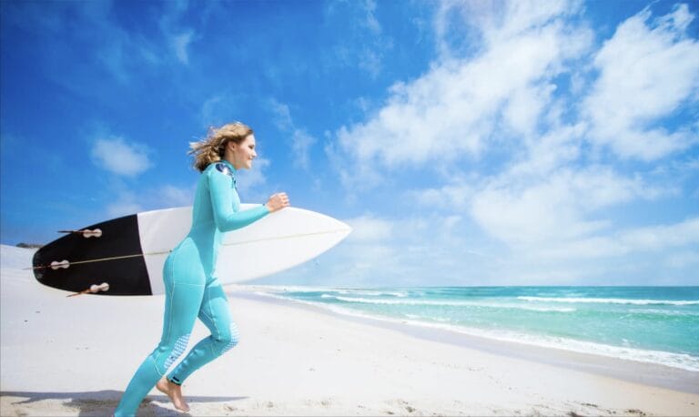 woman running on a beach
