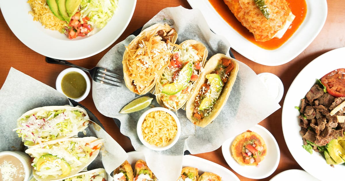 A shot of flavorful and colorful Mexican dishes. 