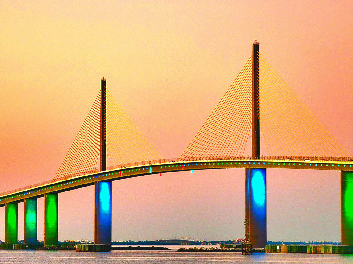 A beautiful sight of the bridge at dusk