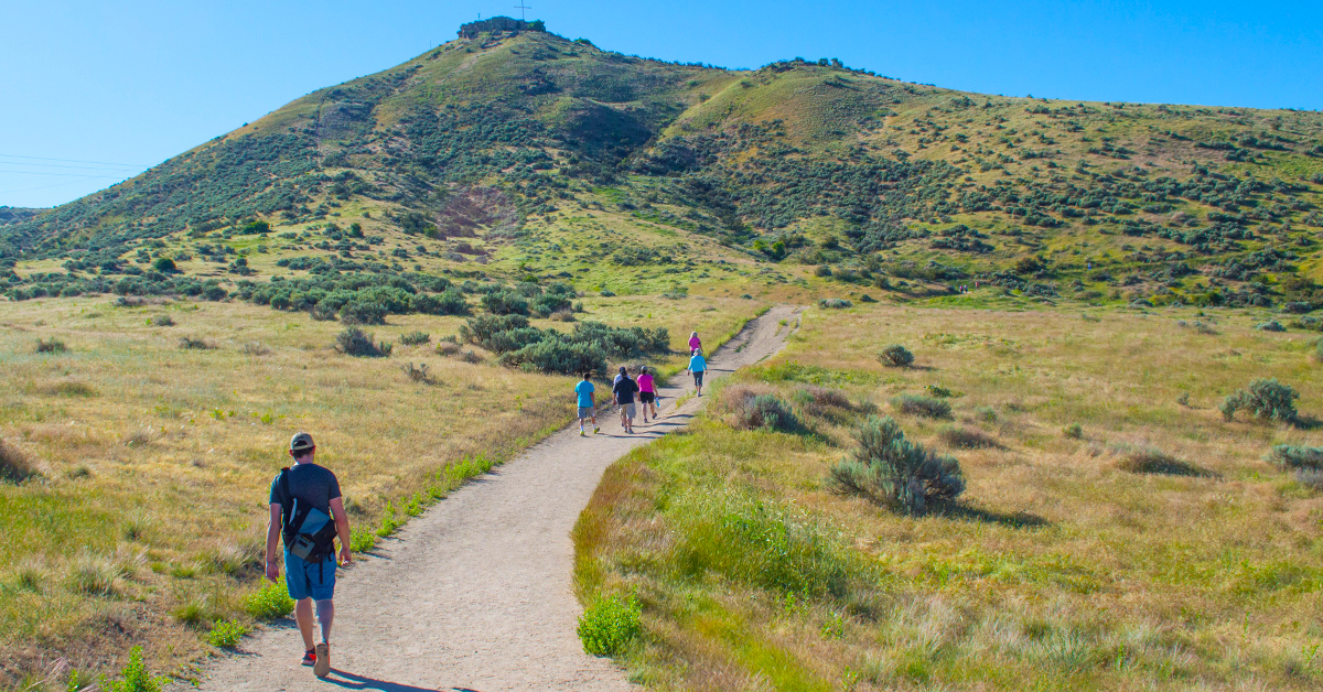 A group of hikers enjoying the scenery in Boise.