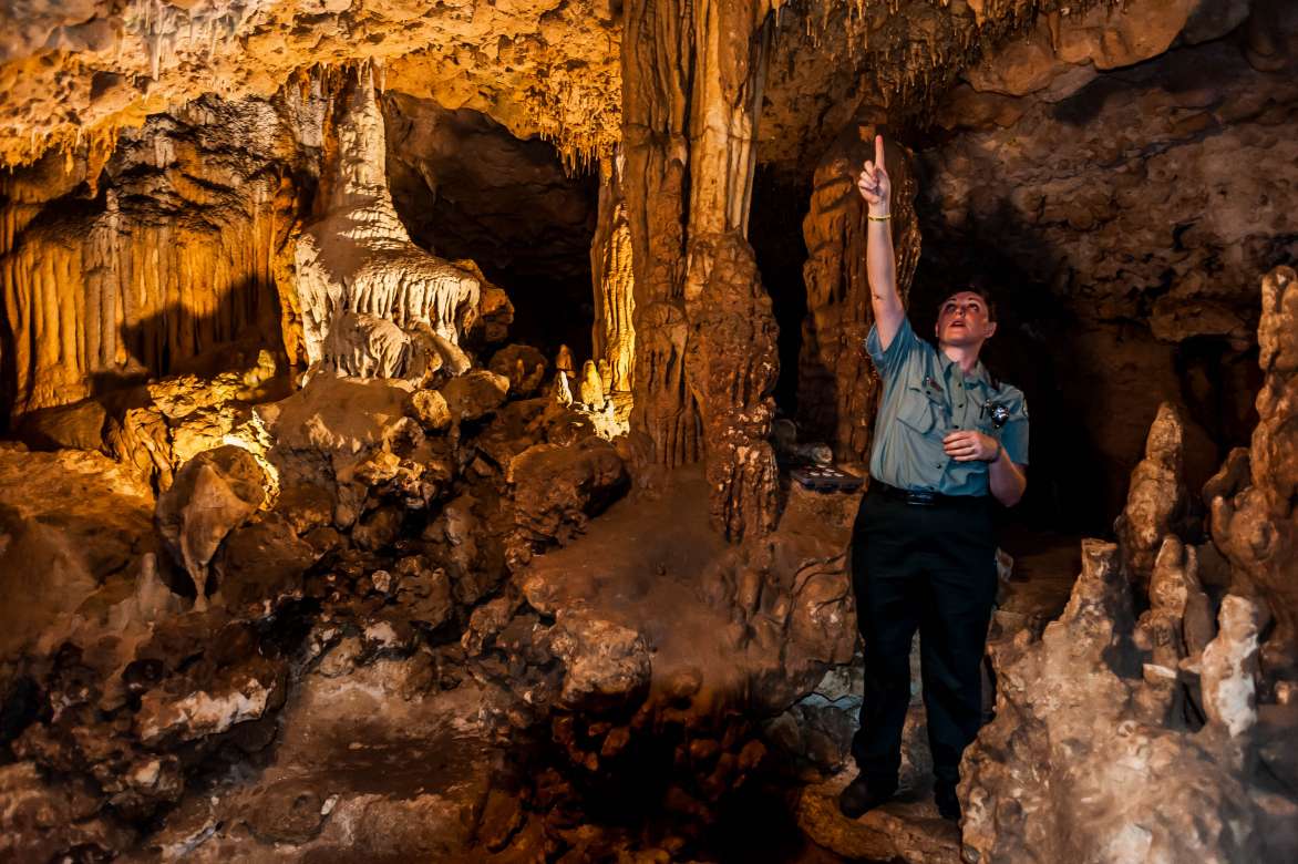 A knowledgeable park ranger inside the cave