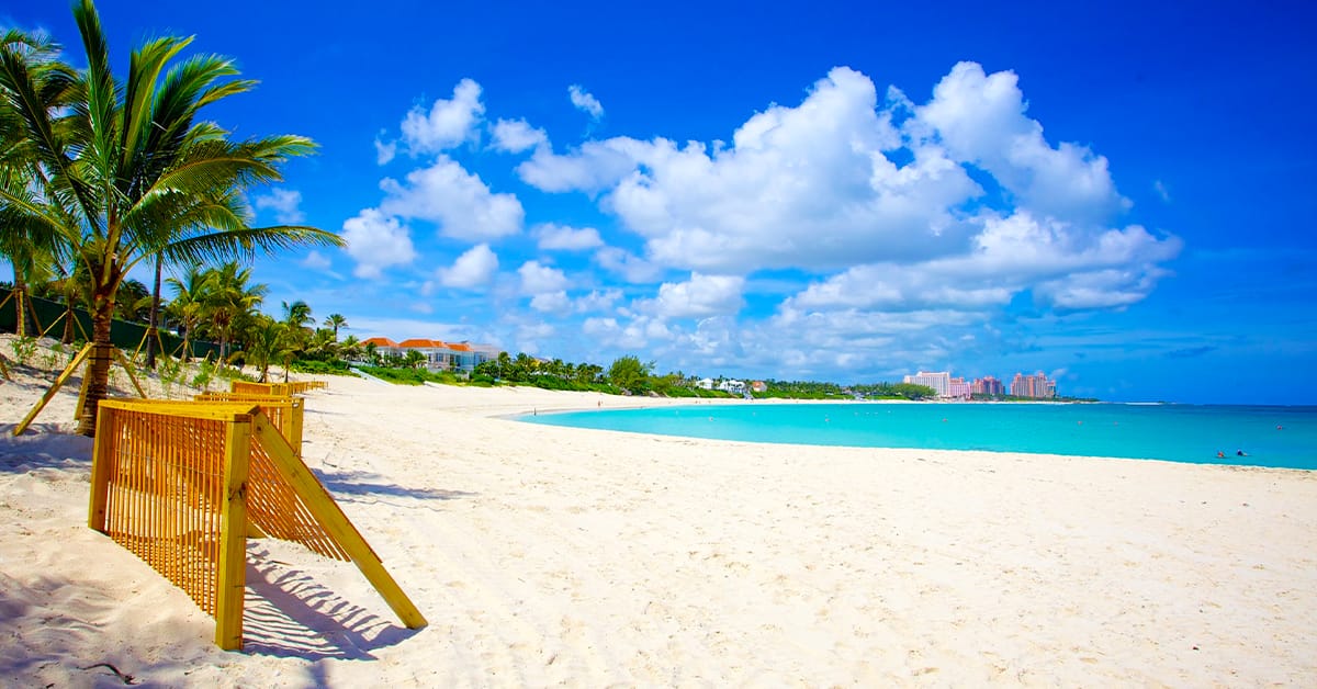 A picture-perfect beach in Paradise Island. 