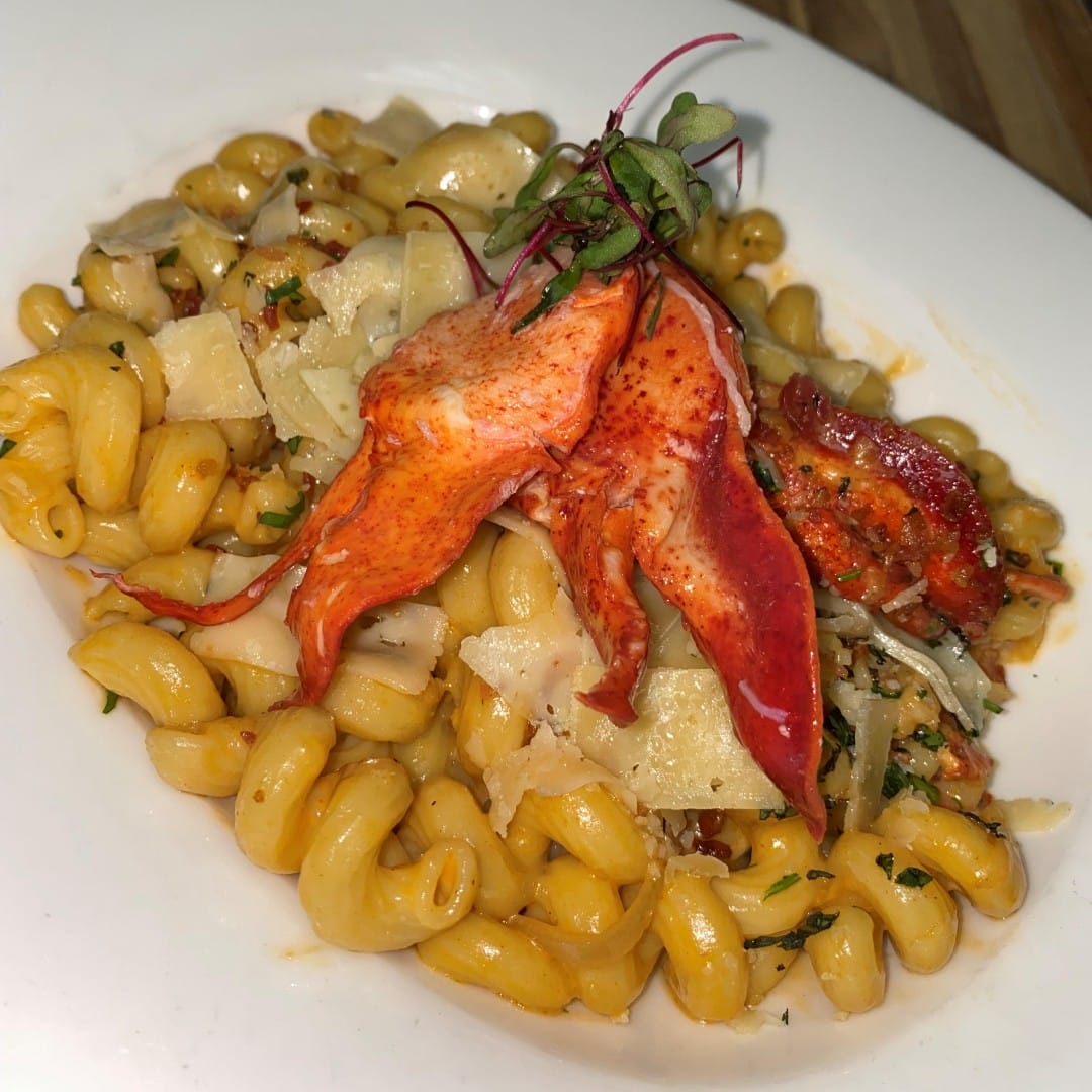 A plate of delicious lobster mac n cheese