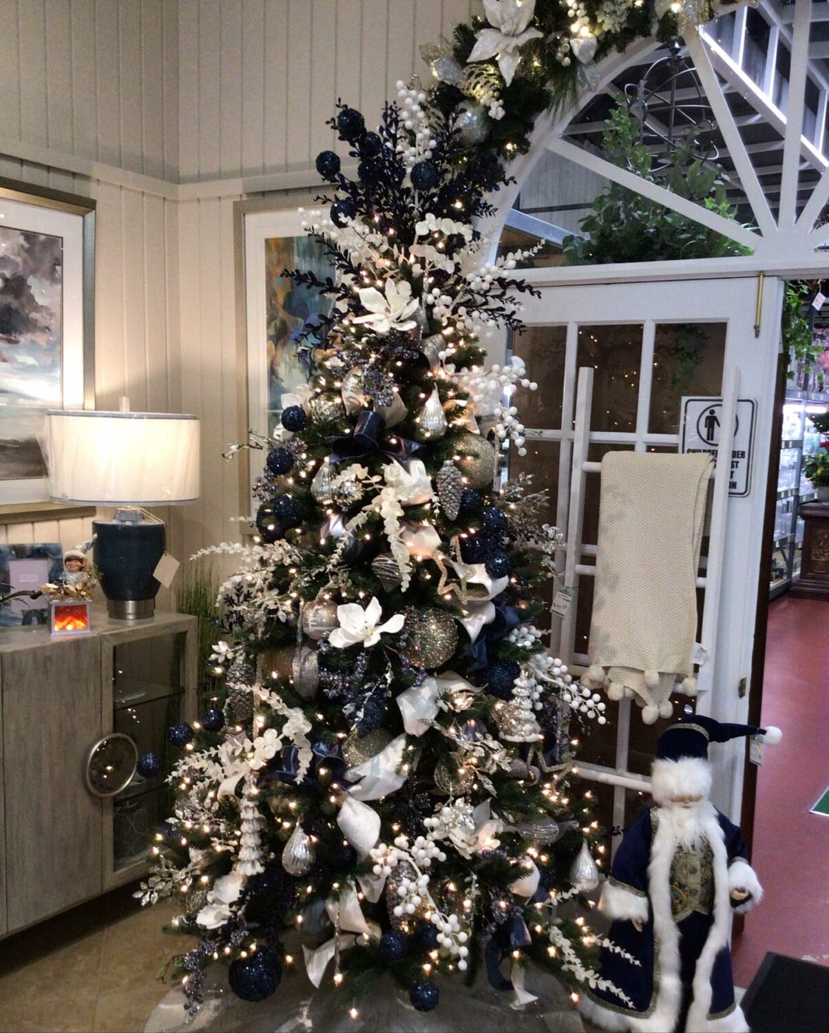 A pre-lit Christmas tree display.