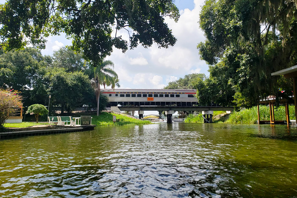 A rare photo of The Royal Palm Railway Experience crossing the Dora Canal