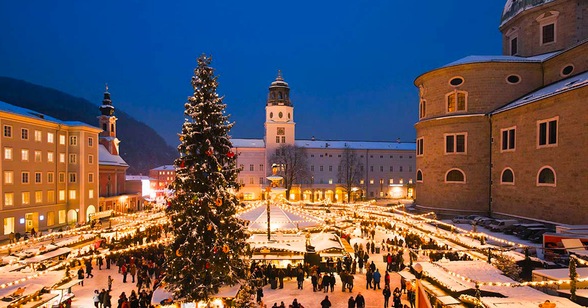 A shot of the impressive holiday lights in Salzburg.