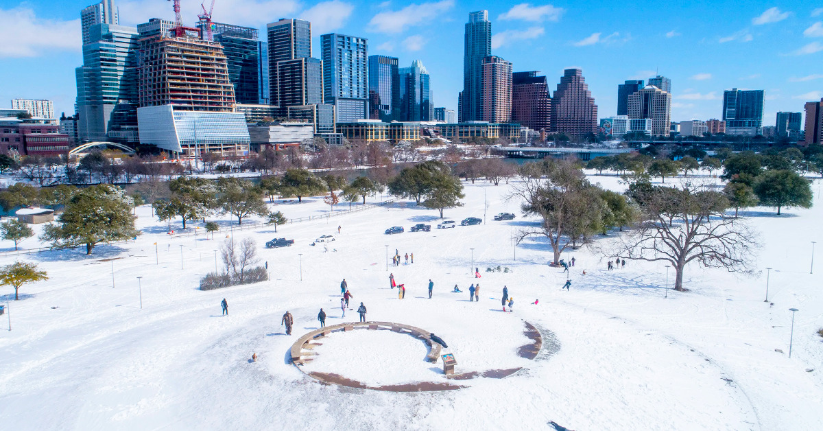 A snowy day in Austin.
