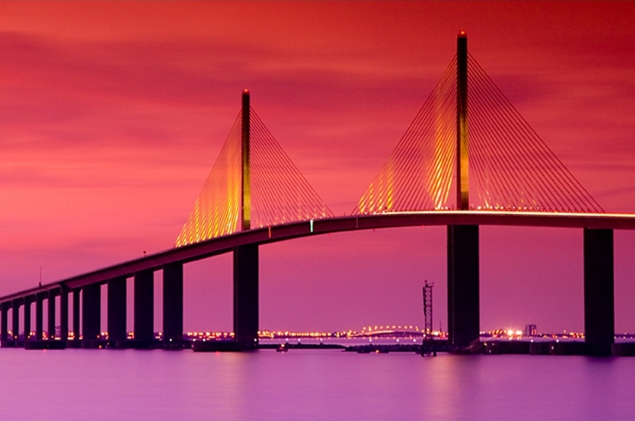A stunning image of the bridge at night.
