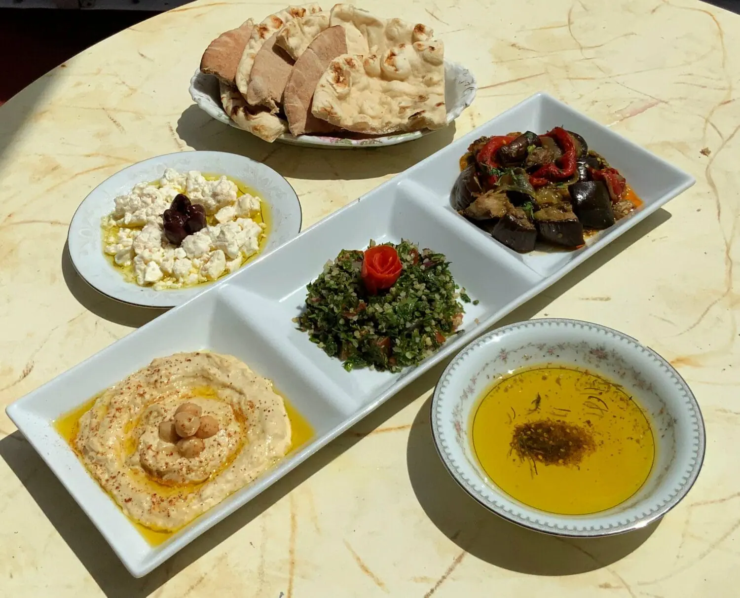 A table of delicious foods served in the tearoom.