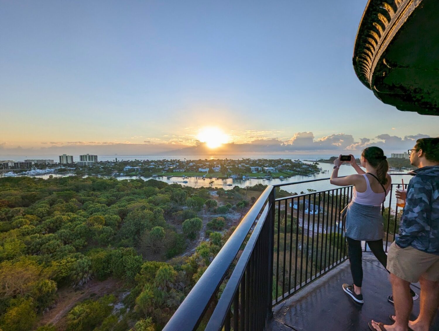 A view from the lighthouse showing the beautiful sunset in Jupiter, Florida