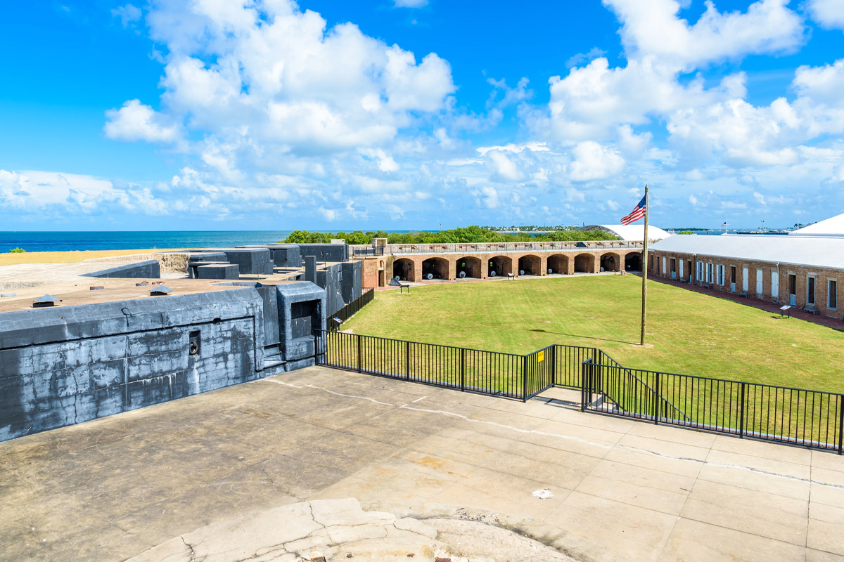 A view of Fort Zachary Taylor Historic State Park overlooking the stunning Florida waters
