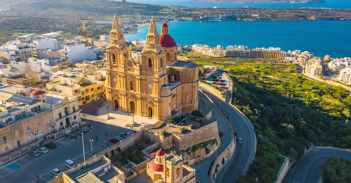 An aerial view of Malta.