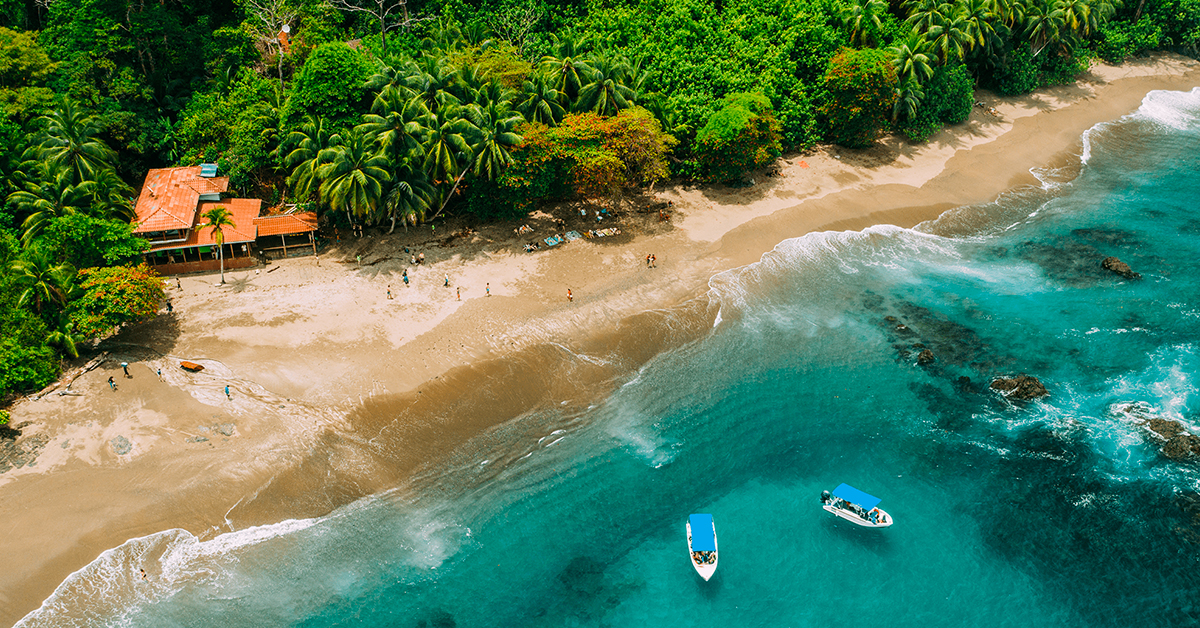 An aerial view of a beach in Costa Rica.
