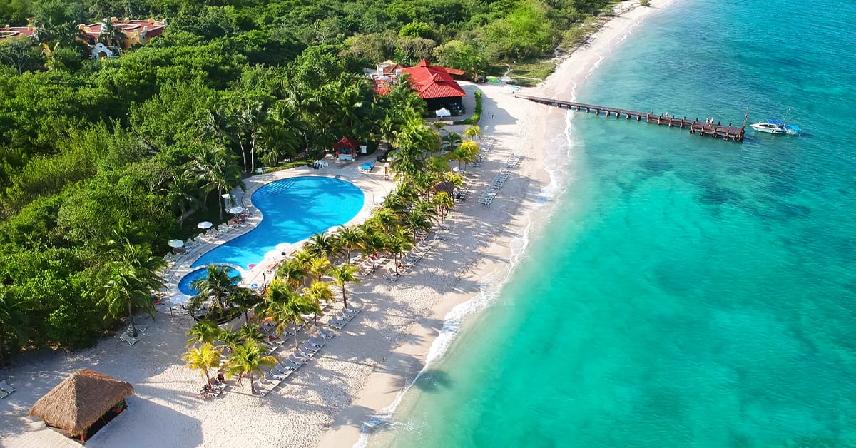 An aerial view of a resort in Cozumel.