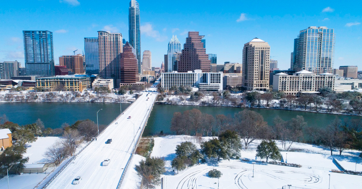 An image of downtown Austin during winter.