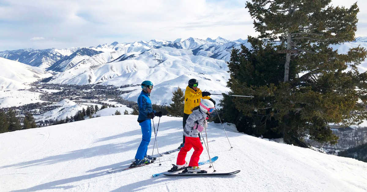 A trio of skiers in Sun Valley, Idaho.