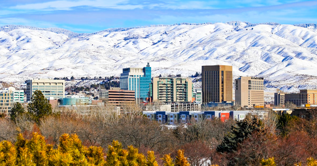 A photo of Downtown Boise, Idaho during winter.